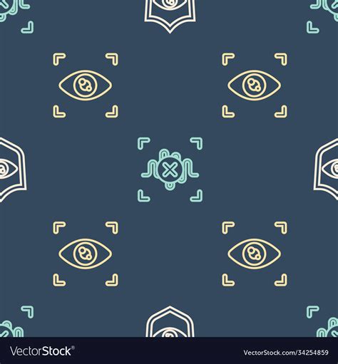 Set Line Shield Eye Scan Eye And Rejection Voice Vector Image
