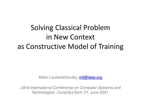 Pdf Solving Classical Problem In New Context As Constructive Model Of Training