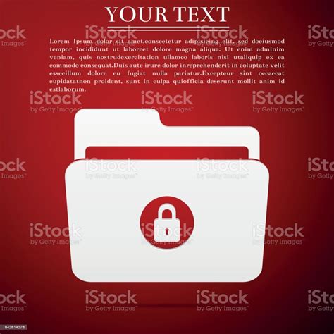 잠긴된 폴더 아이콘 빨간색 배경에 고립입니다 평면 디자인입니다 벡터 일러스트 레이 션 개념에 대한 스톡 벡터 아트 및 기타