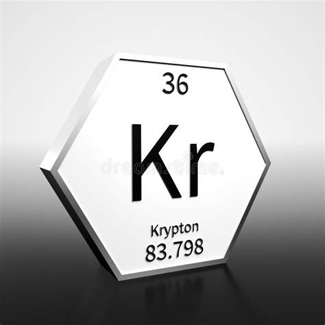 Periodic Table Element Krypton Rendered Black On White On White And