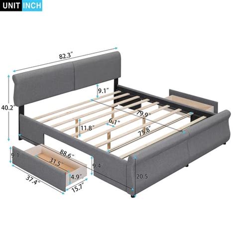 King Size Upholstery Platform Bed With Two Drawers Bed Bath And Beyond