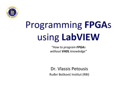 Programming Fpgas Using Labview