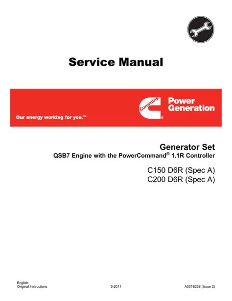 Cummins Onan C150 Generator Set Qsb7 Engine With The Power Command 1 1r