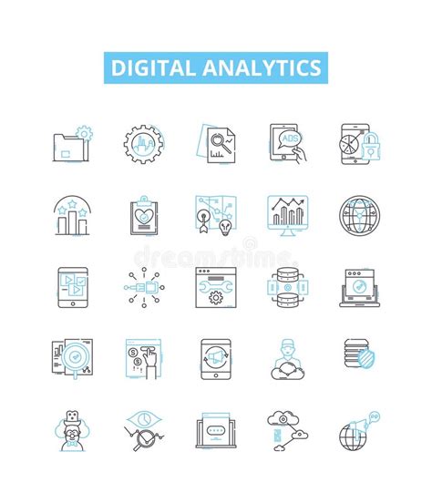 Performance Tracking Linear Icons Set Analytics Metrics Evaluations