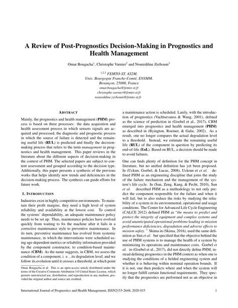 Pdf A Review Of Post Prognostics Decision Making In Prognostics And Health Management