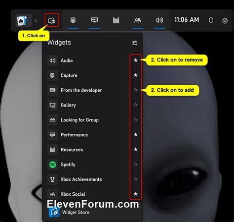 add or remove favorites on home bar of xbox game bar in windows 11