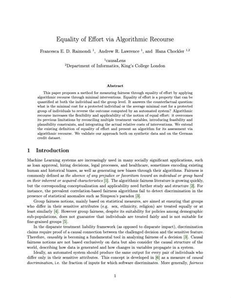 Equality Of Effort Via Algorithmic Recourse Causalens