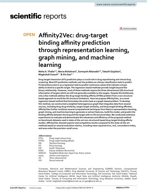 Pdf Affinity2vec Drug Target Binding Affinity Prediction Through Representation Learning