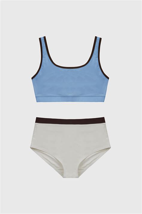 Modern Color Combination Swim Bikini Bra Topblue Queens Rabbit