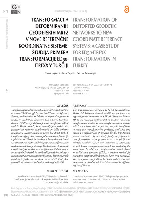 Pdf Transformation Of Distorted Geodetic Networks To New Coordinate Reference Systems A Case