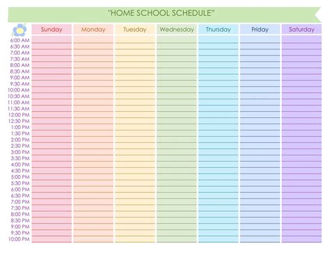 Free Printable Homeschool Schedule Templates Pdf Word Excel