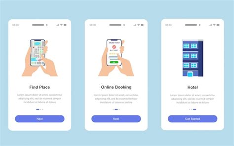 Premium Vector Onboarding Screens For Online Hotel Booking App For