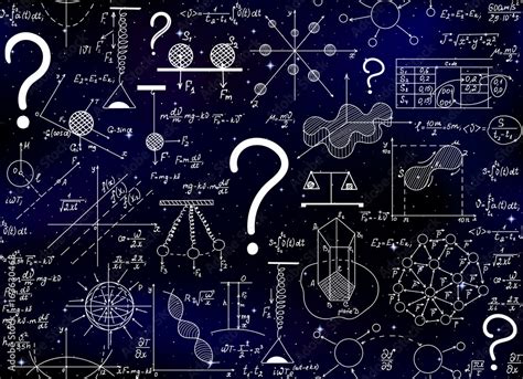 Vecteur Stock Scientific Mathematical Vector Seamless Pattern With Question Marks Plots
