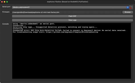flashing an esp32 s2 mini on a mac
