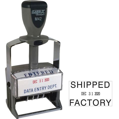 xstamper self inking date stamper custom message date stamp 1 37 impression width x 2 25