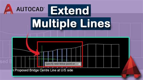 How to extend multiple lines with fence and crossing options in AutoCAD - YouTube