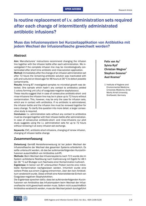 PDF Is Routine Replacement Of I V Administration Sets Required After Each Change Of