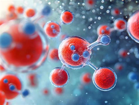 A Close Up View Of Molecular Structures With Red And Blue Spheres Stock Image Image Of Organ