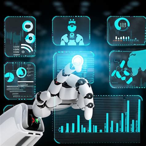 Premium AI Image Robotic RPA Big Data Analysis Automation Trading Robot Technology With Carts