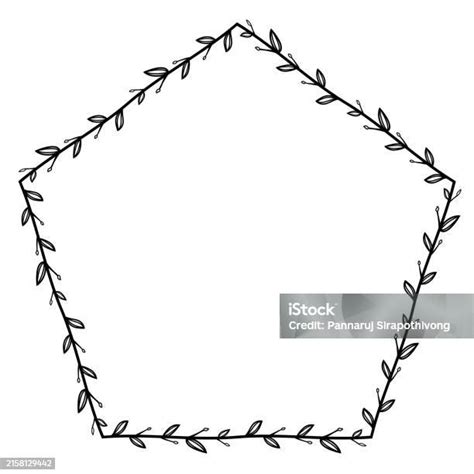 펜타곤 모양 잎 프레임 잎 벡터 꽃 무늬 테두리 사진 프레임 분기 월계관 식물 실루엣 검은 요소 장식 인사말 결혼식 0명에 대한 스톡 벡터 아트 및 기타 이미지 Istock