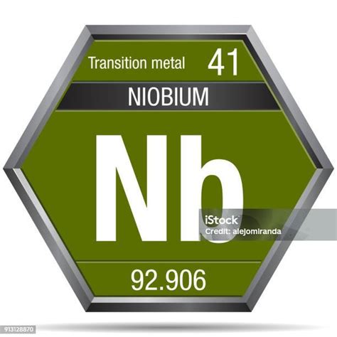 이종 금속 프레임으로 육각형의 형태로 기호입니다 성분의 주기율표의 요소 번호 41 0명에 대한 스톡 벡터 아트 및 기타 이미지