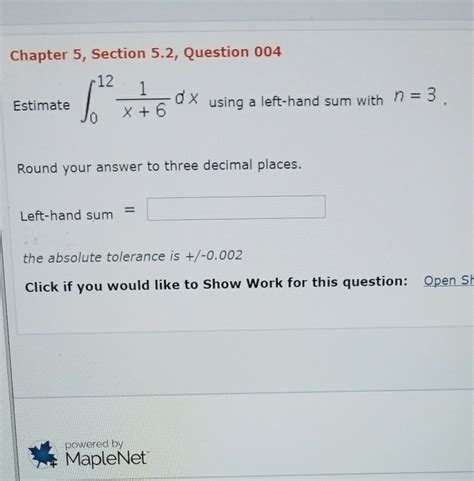 Solved Chapter 5 Section 5 2 Question 004 Estimate X 6 X Chegg Com