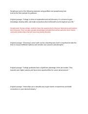 Paraphrase Each Of The Following Examples Using Quillbot Docx Paraphrase Each Of The Following