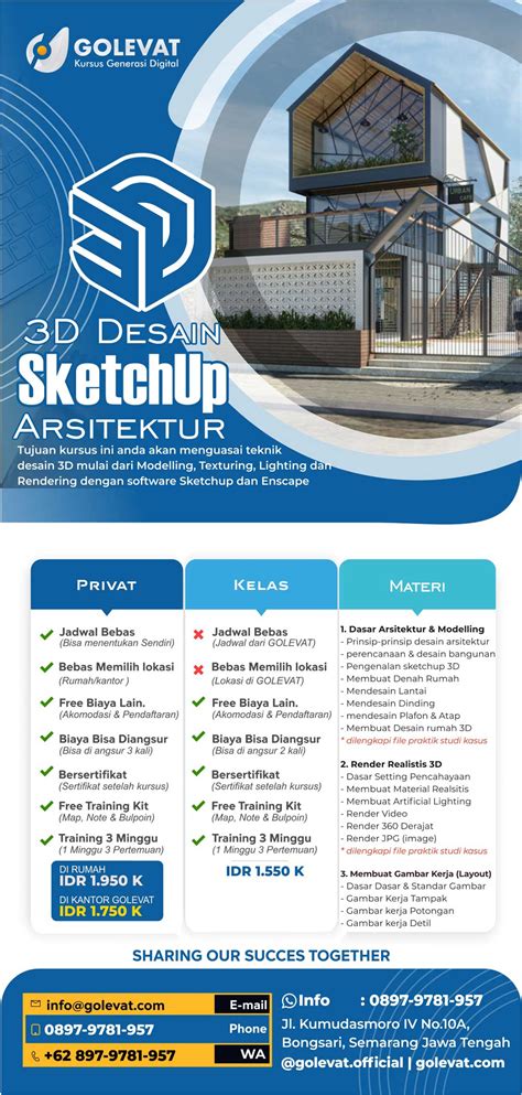 Cara Render Sketchup Agar Terlihat Realistis Gratis File Kursus Komputer Semarang Golevat