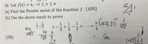 Solved Let f x x πxπ a Find the Fourier series of Chegg com