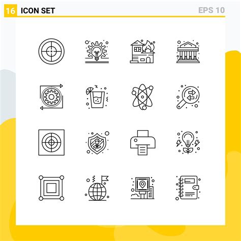 Set Of 16 Commercial Outlines Pack For Operation Gear Burning Business Commercial Editable