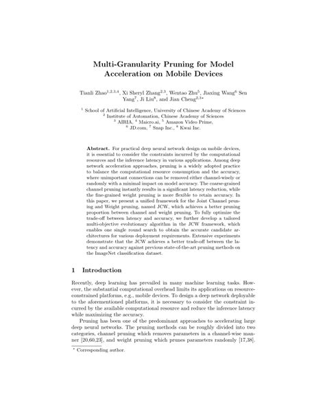 Pdf Multi Granularity Pruning For Model Acceleration On Mobile Devices