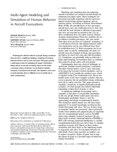 Pdf Multi Agent Modeling And Simulation Of Human Behavior In Aircraft Evacuations