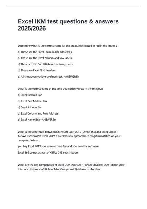 Excel Ikm Test Questions And Answers 2025 2026 Excel Ikm Stuvia Us