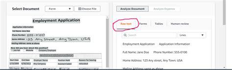 aws sdk js amazon textract how to select raw text option stack
