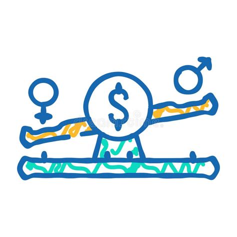 Gender Wage Gap Feminism Woman Icon Doodle Illustration Stock Vector