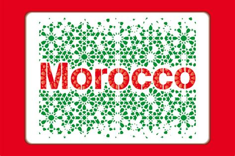 모로코에서 만든 기하학적 이슬람 모자이크 디자인을 기반으로 모로코 붕괴 패턴 타일 반복 벡터 테두리입니다 빨간색과 녹색의 플래그 추상적 인 배경 0명에 대한 스톡 벡터 아트