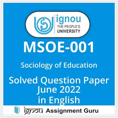 Msoe 001 Sociology Of Education In English Solved Assignment 2024 2025 Free Solved Assignment