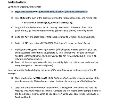 Excel Instructions Open A New Excel Blank WorkbookA Chegg Com