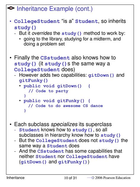 Ppt Inheritance Class Hierarchies Extending Objects Abstract Methods