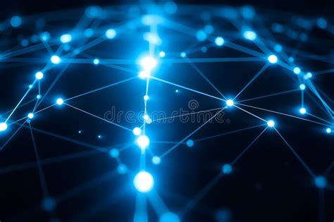 Abstract Neural Network Data Connection Nodes In Blue Color Stock Illustration Illustration Of