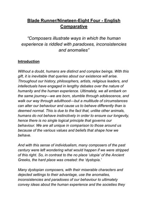 1984 Comparative Multimodal English Advanced Year 12 Hsc Thinkswap