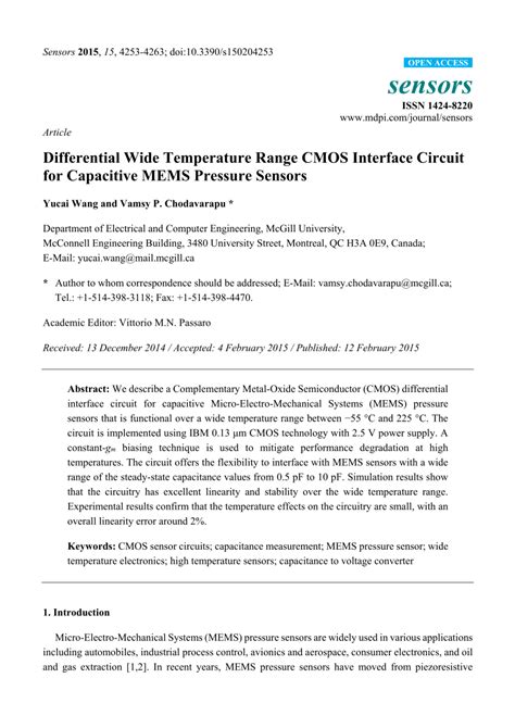Pdf Differential Wide Temperature Range Cmos Interface Circuit For