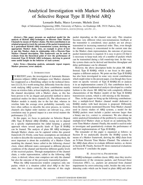 Pdf Wlcp2 03 Analytical Investigation With Markov Models Of