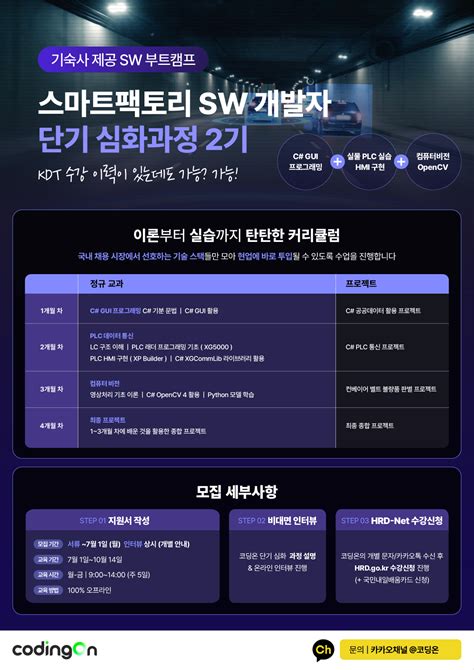 Kdt 수강 이력이 있는데도 가능 가능 기숙사 제공받으며 대기업 준비하자 포스코와 함께하는 스마트팩토리 Sw개발자 심화과정