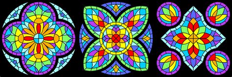 고딕 양식의 스테인드 글라스 창 세트 중세 모자이크 타일 질감 고딕 양식에 대한 스톡 벡터 아트 및 기타 이미지 고딕 양식