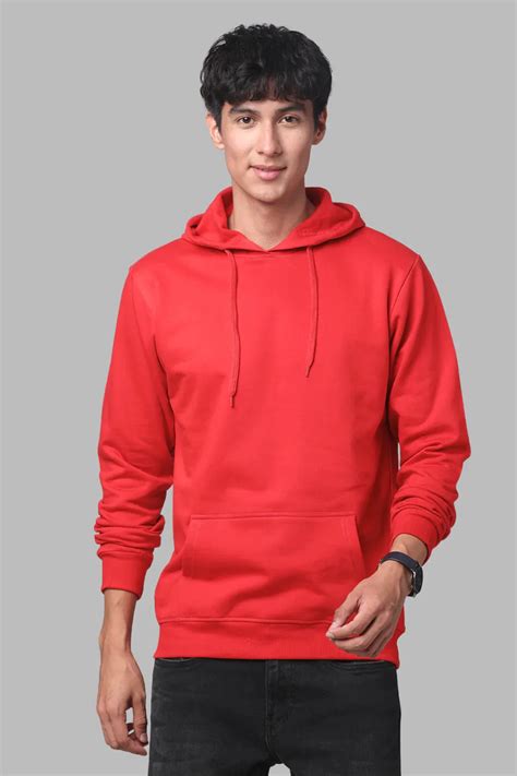 Buy Mens Cotton Solid Red Hoodie Online Adro