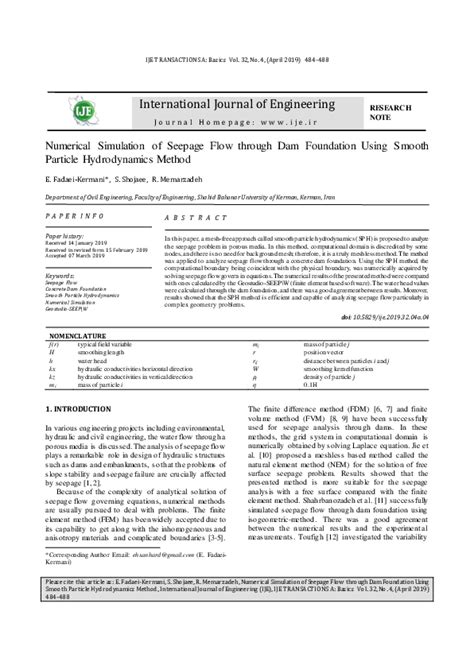 Pdf Numerical Simulation Of Seepage Flow Through Dam Foundation Using