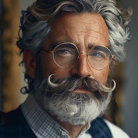 There Is A Man With A Beard And Glasses With A Fake Mustache Generative