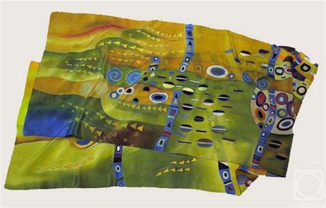 Шарф Мотивы Климта батик Котовой Валентины шелк батик