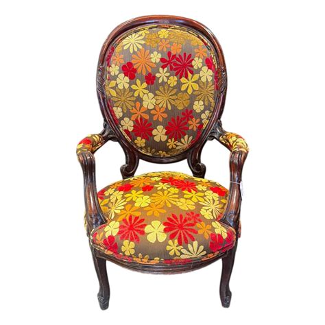 Mid Century 1970s Floral Upholstered Accent Chair Chairish